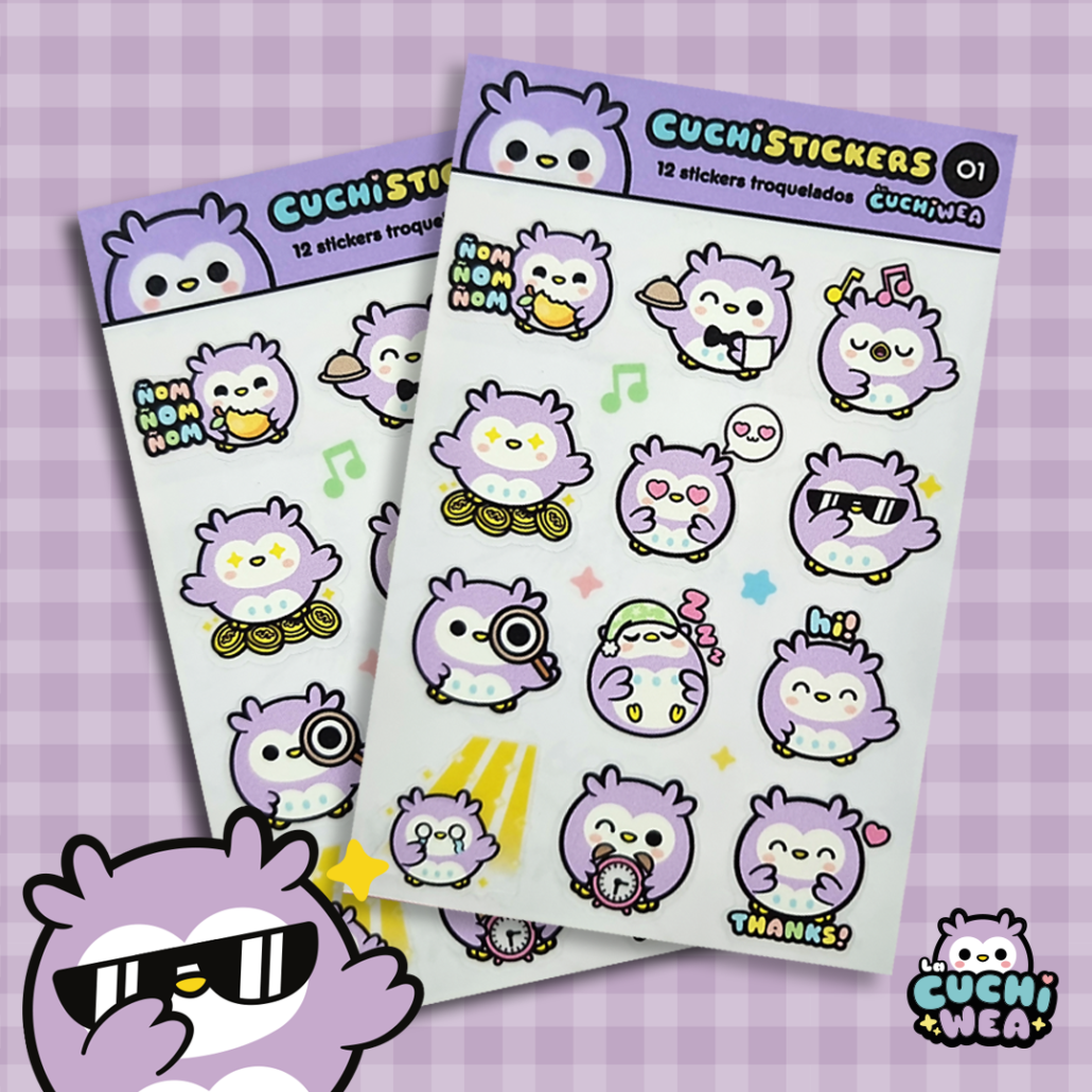 Plancha de stickers La Cuchiwea 🦉🥭 – Modelo 01 – La Cuchiwea